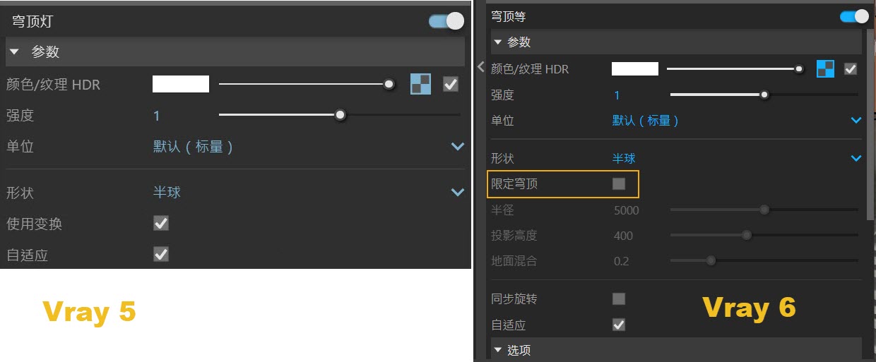 Vray 6 新增功能—Finite Dome 限定穹頂
